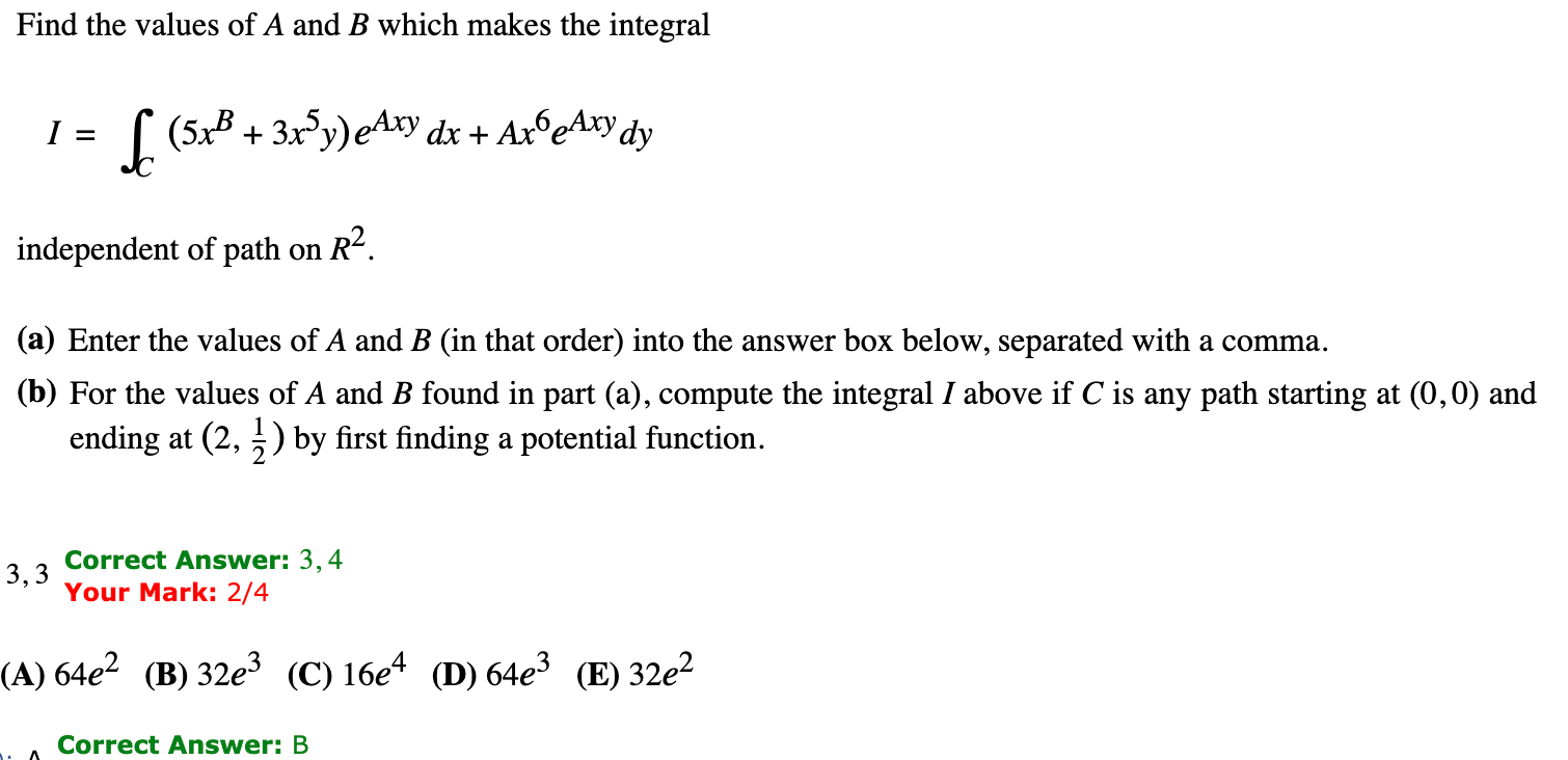 Solved Find the values of A and B which makes the integral I | Chegg.com