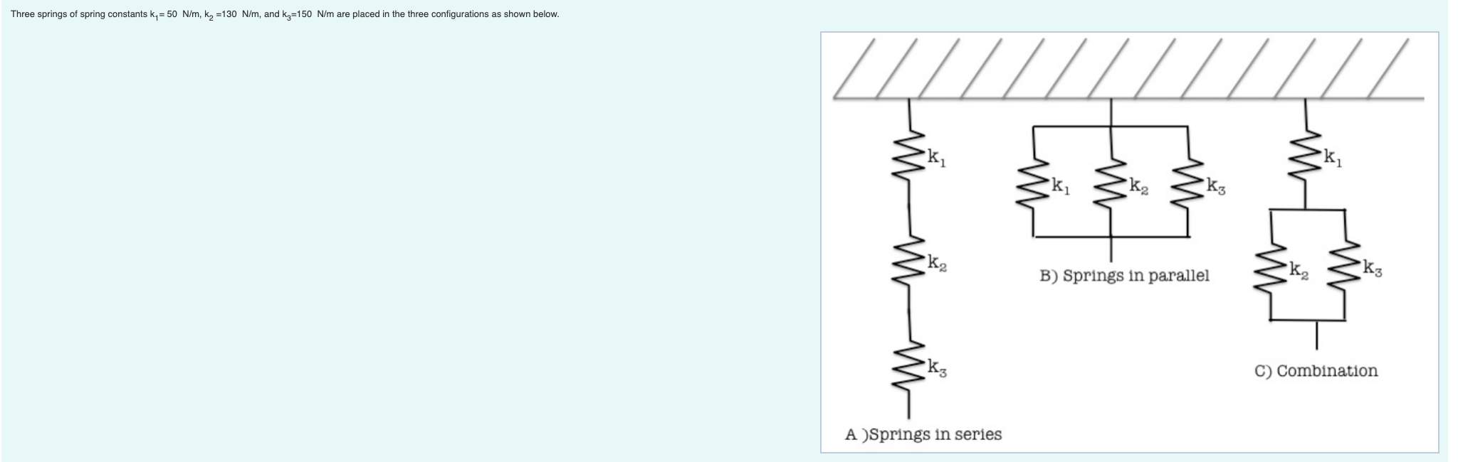 Solved A.) What is the equivalent spring constant for the | Chegg.com