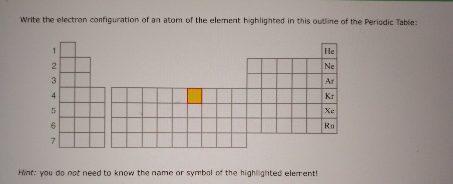 Solved Write The Electron Configuration Of An Atom Of The