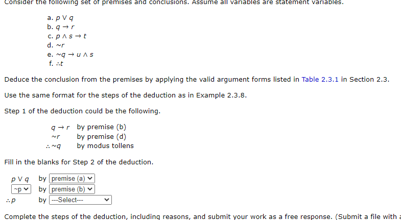 Solved Consider the following set of premises and | Chegg.com