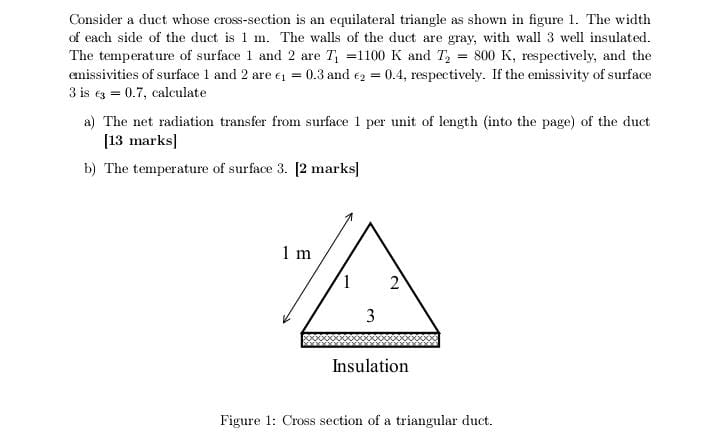 Solved Consider a duct whose cross-section is an equilateral | Chegg.com