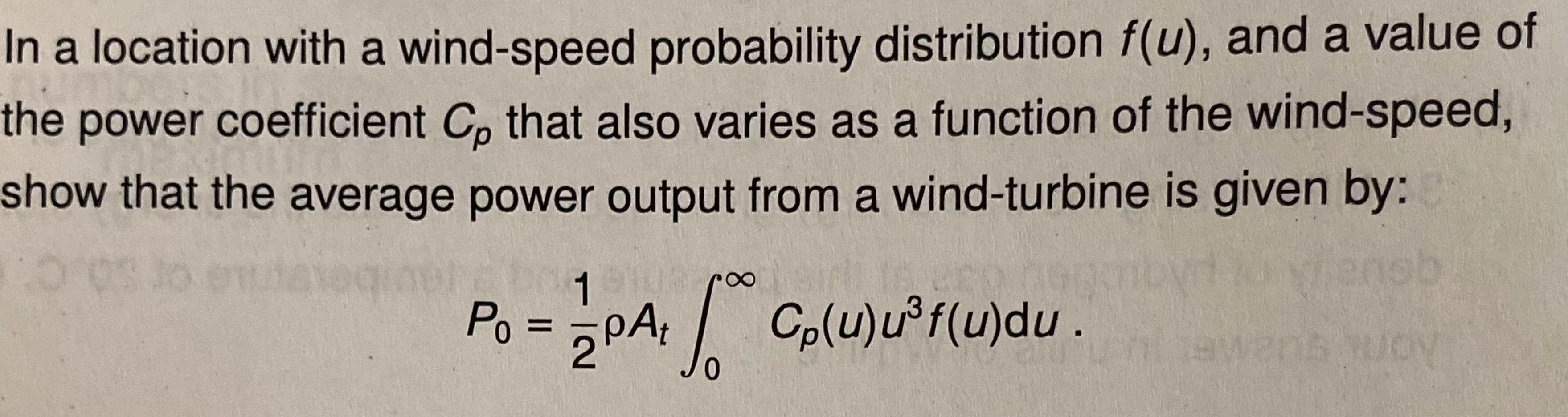Solved a a In a location with a wind-speed probability | Chegg.com