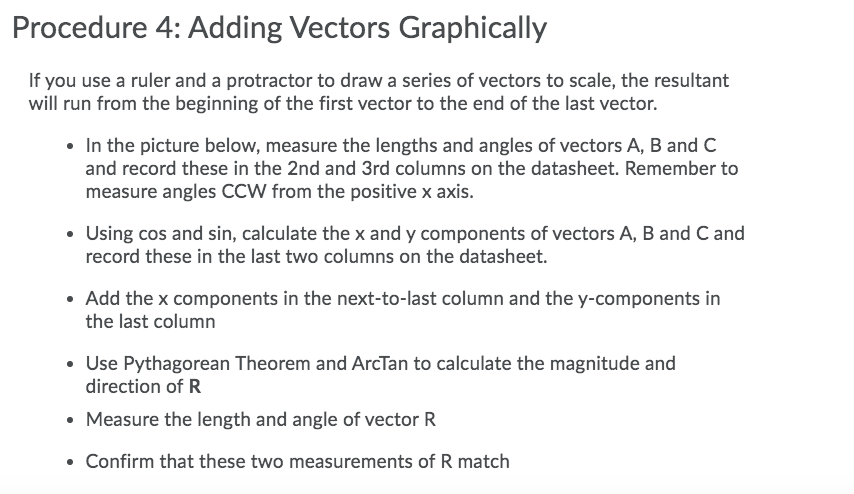 Solved Procedure 4: Adding Vectors Graphically If you use a | Chegg.com