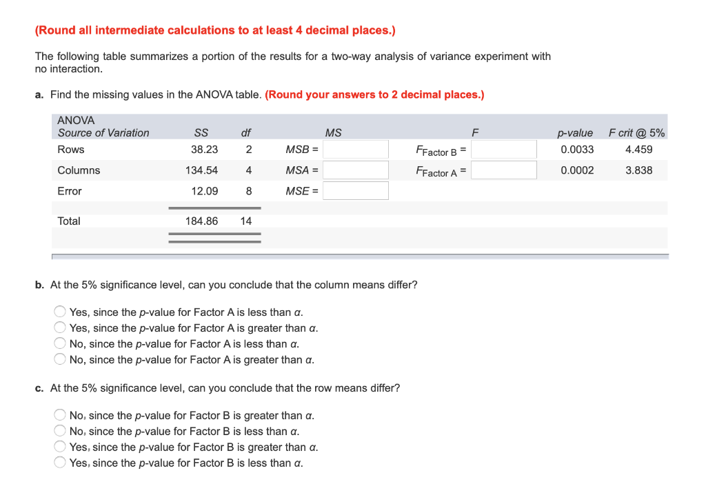 Solved (Round all intermediate calculations to at least 4 | Chegg.com