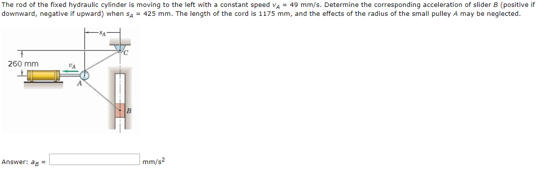 Solved The rod of the fixed hydraulic cylinder is moving to | Chegg.com