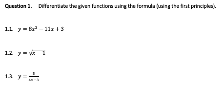 Solved Question 1. Differentiate the given functions using | Chegg.com