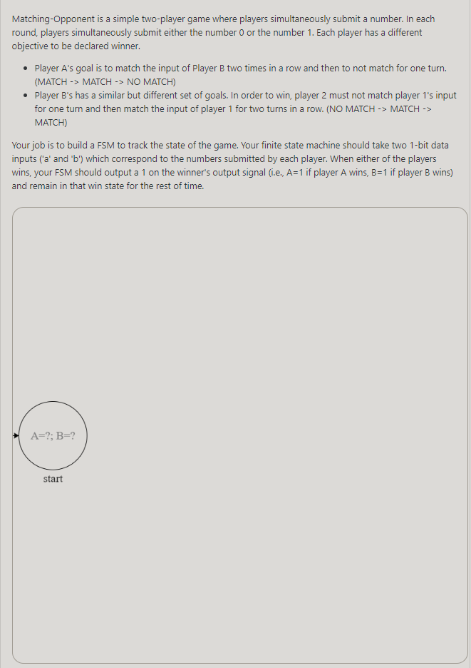 Solved Matching-Opponent is a simple two-player game where | Chegg.com