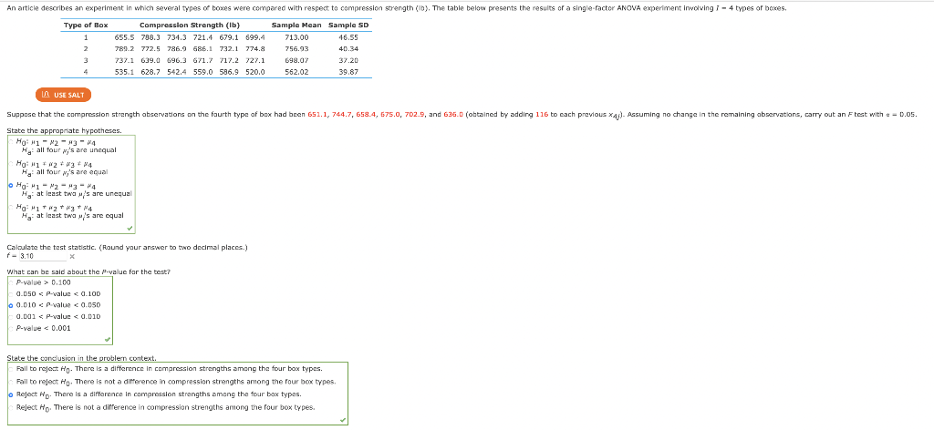 Solved An article describes an experiment in which several | Chegg.com