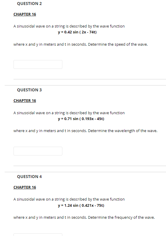 Solved QUESTION 2 CHAPTER 16 A sinusoidal wave on a string | Chegg.com