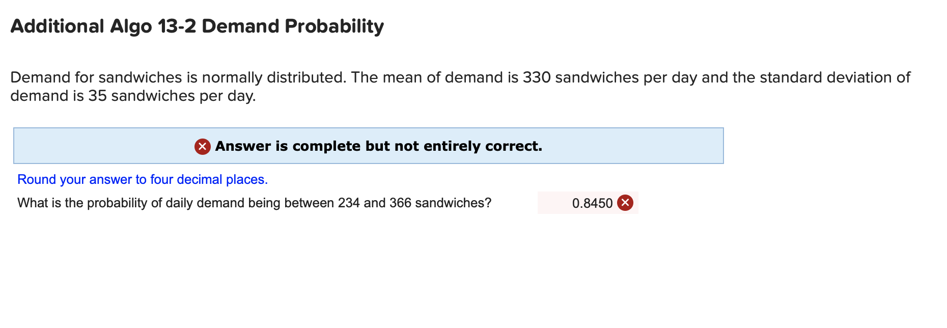 Solved Additional Algo 13-2 Demand Probability Demand for | Chegg.com