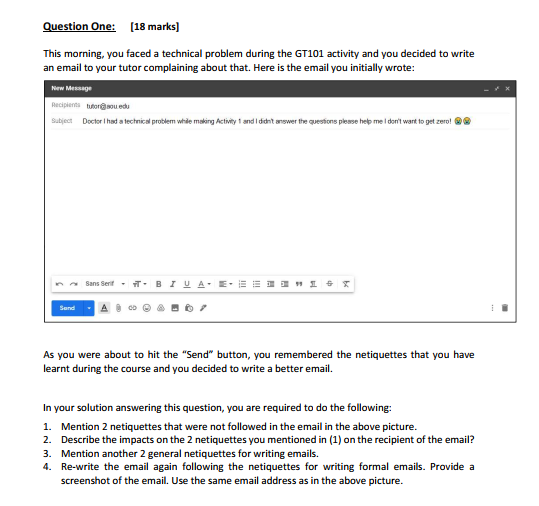 Solved Question One: (18 marks) This morning, you faced a | Chegg.com
