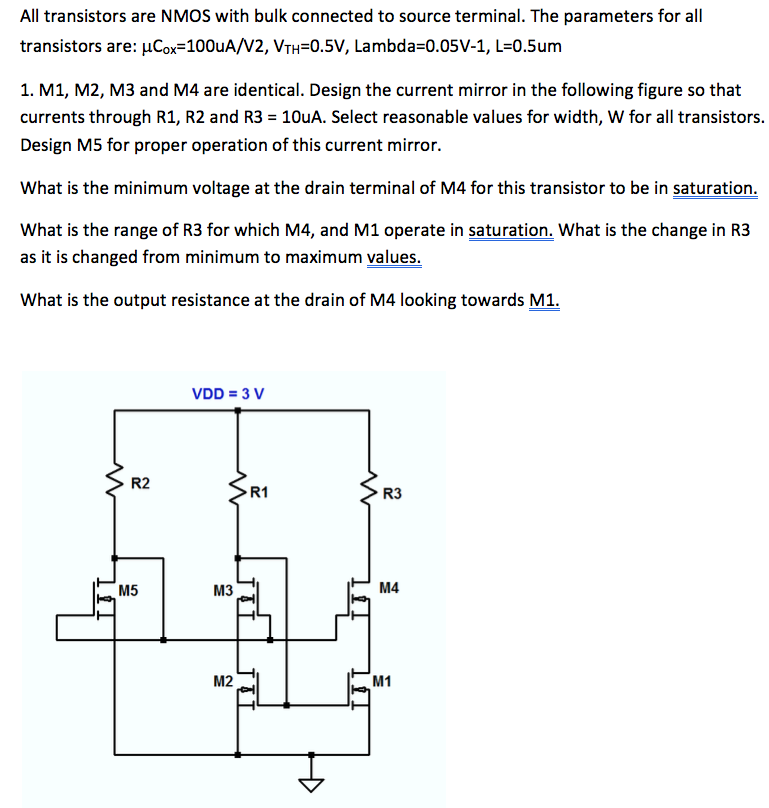 All transistors are NMOS with bulk connected to | Chegg.com