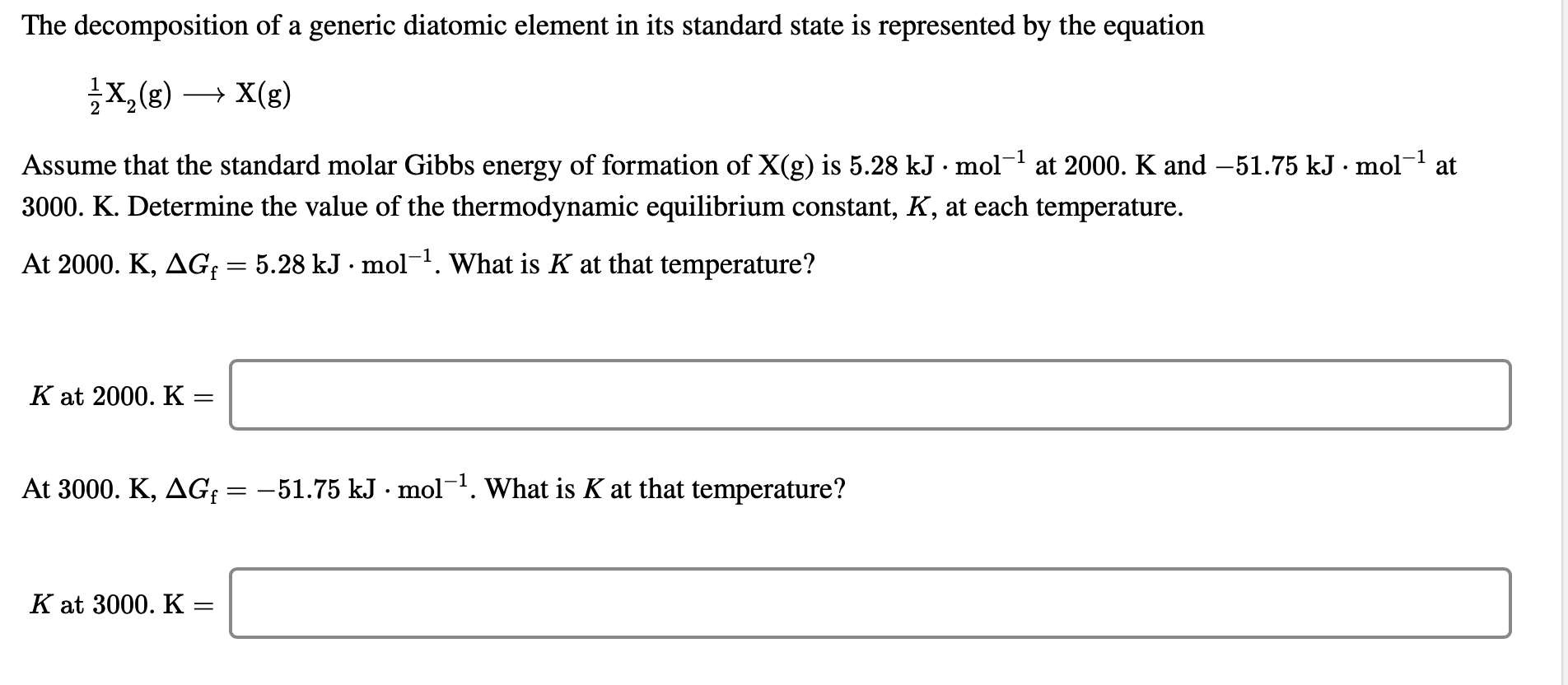 Solved The decomposition of a generic diatomic element in | Chegg.com