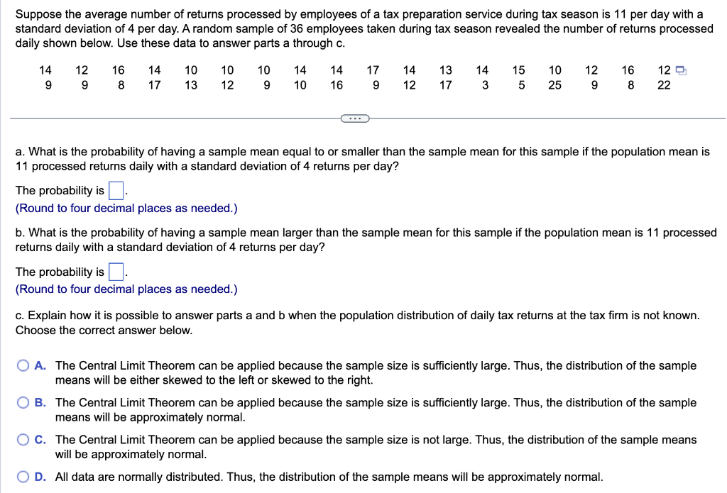 Solved Suppose the average number of returns processed by | Chegg.com