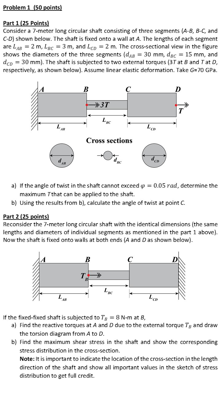 Solved Problem 1 (50 points) Part 1 (25 Points) Consider a | Chegg.com