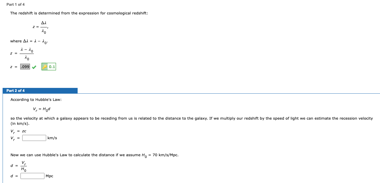 Solved The redshift is determined from the expression for | Chegg.com