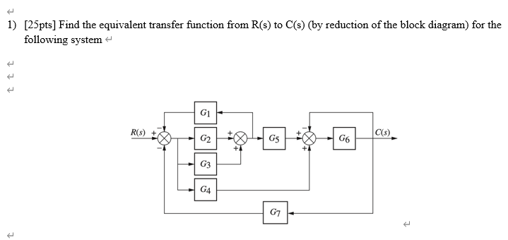 Solved 1) [25pts] Find the equivalent transfer function from | Chegg.com