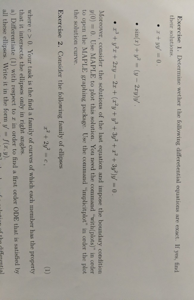 Solved Exercise 1. Determine wether the following | Chegg.com
