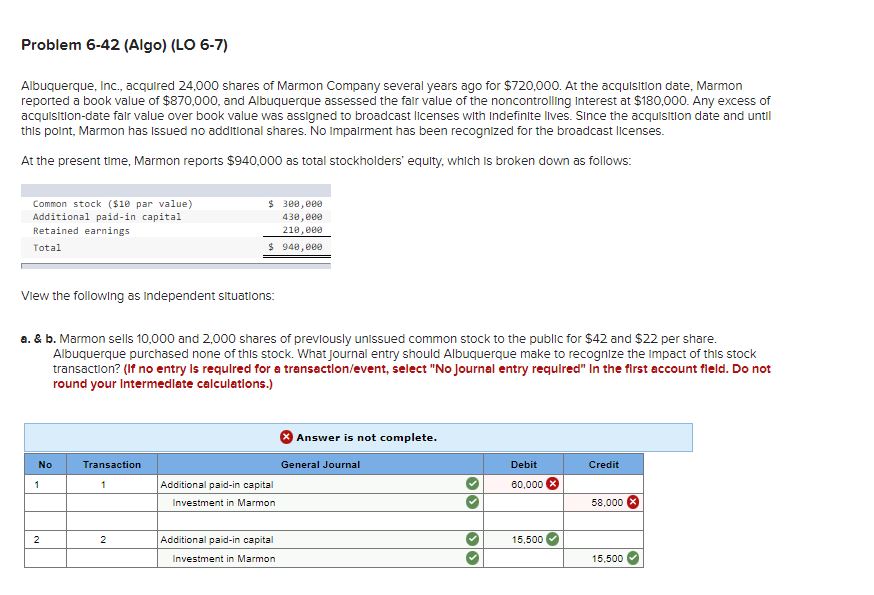Solved Albuquerque, Inc., acquired 24,000 shares of Marmon | Chegg.com