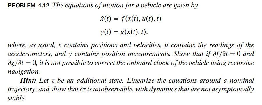 PROBLEM 4.12 The equations of motion for a | Chegg.com