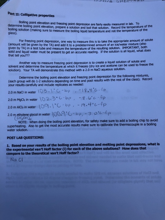 Solved Part In: Colligative properties determine boiling | Chegg.com