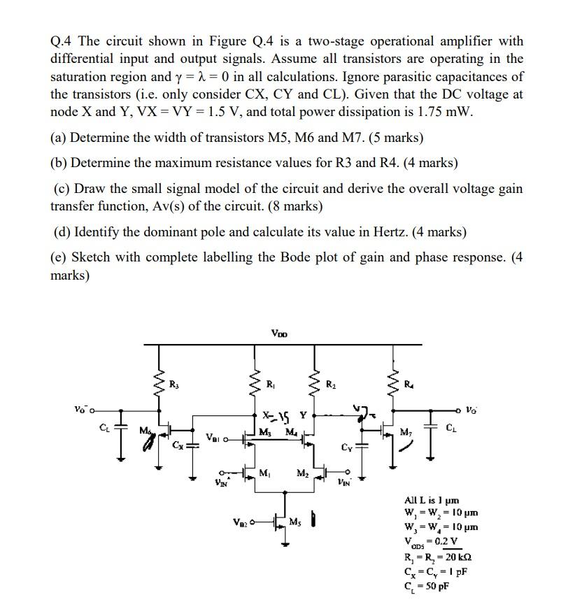 Solved Q.4 The circuit shown in Figure Q.4 is a two-stage | Chegg.com