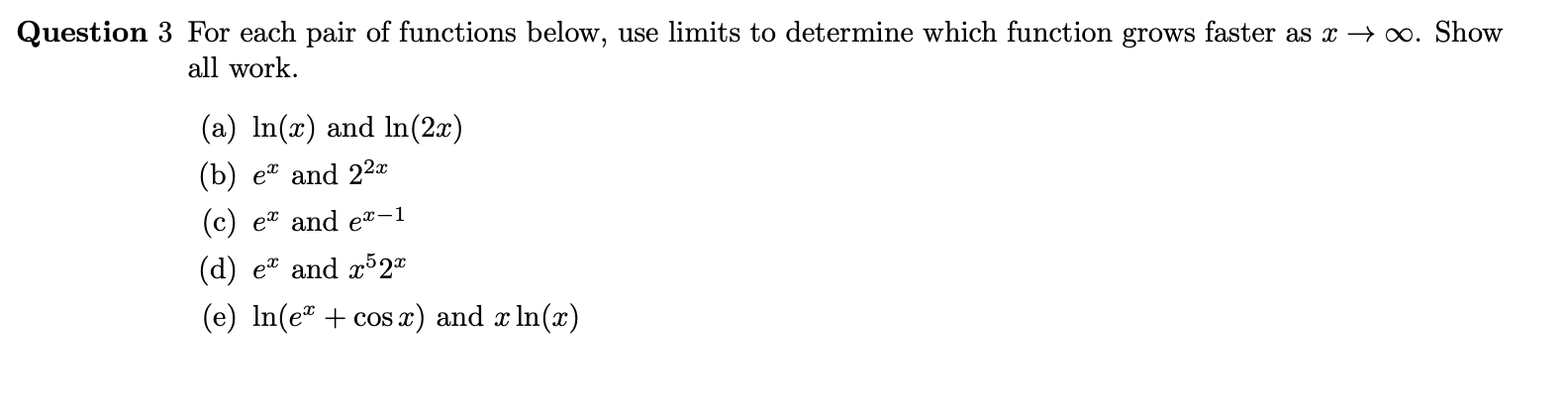 Solved Question 3 For each pair of functions below, use | Chegg.com