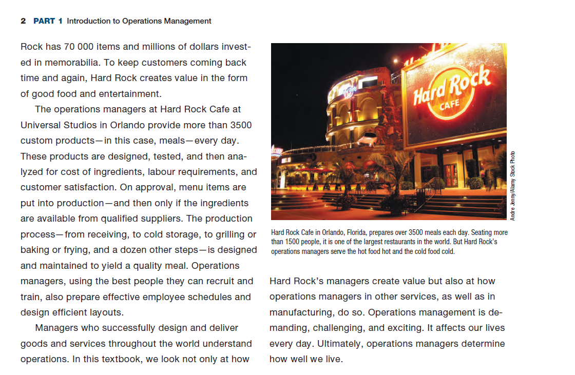 Solved 2 PART 1 Introduction to Operations Management Hard | Chegg.com