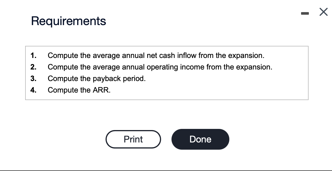 Solved Requirements 1. Compute the average annual net cash | Chegg.com
