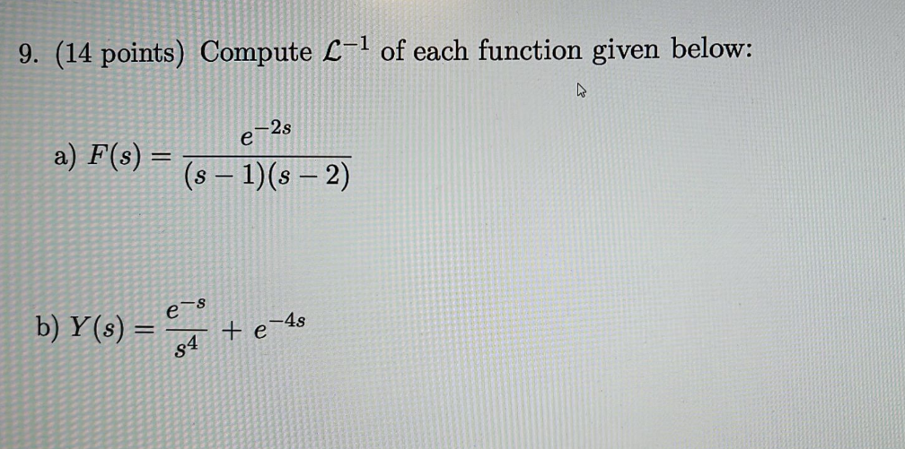 Solved 9. (14 points) Compute L−1 of each function given | Chegg.com