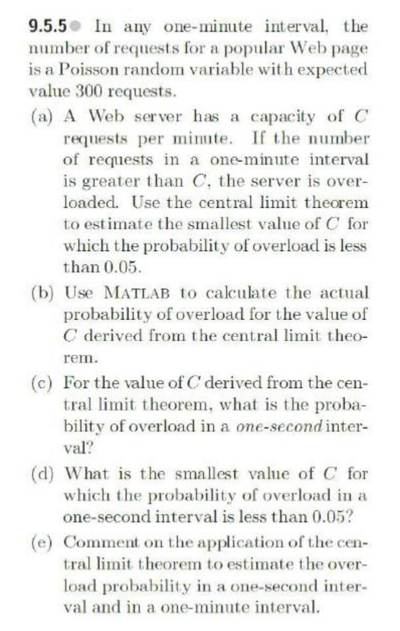 Solved 9.5.5 In any one-minute interval, the number of | Chegg.com