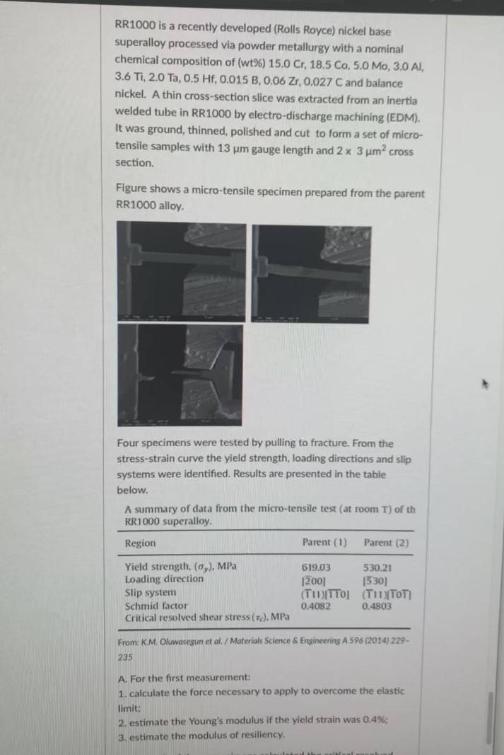 Solved RR1000 is a recently developed (Rolls Royce) nickel | Chegg.com