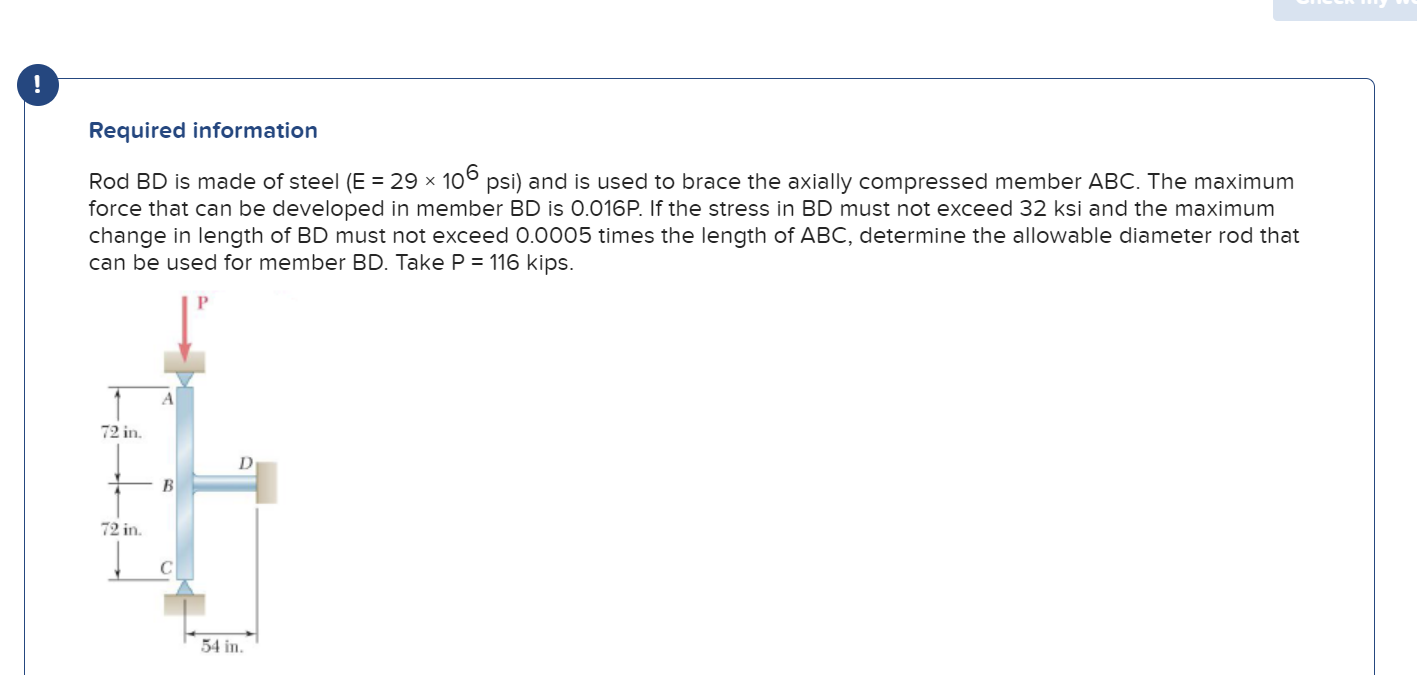 Solved Rod BD is made of steel (E=29×106 psi) and is used to | Chegg.com