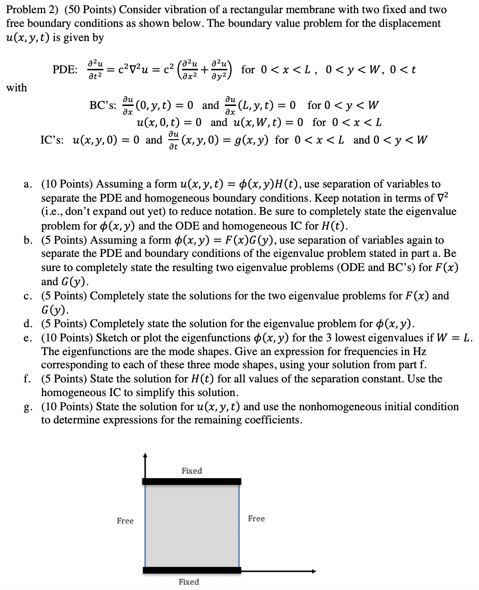 Solved Problem 2) (50 Points) Consider vibration of a | Chegg.com
