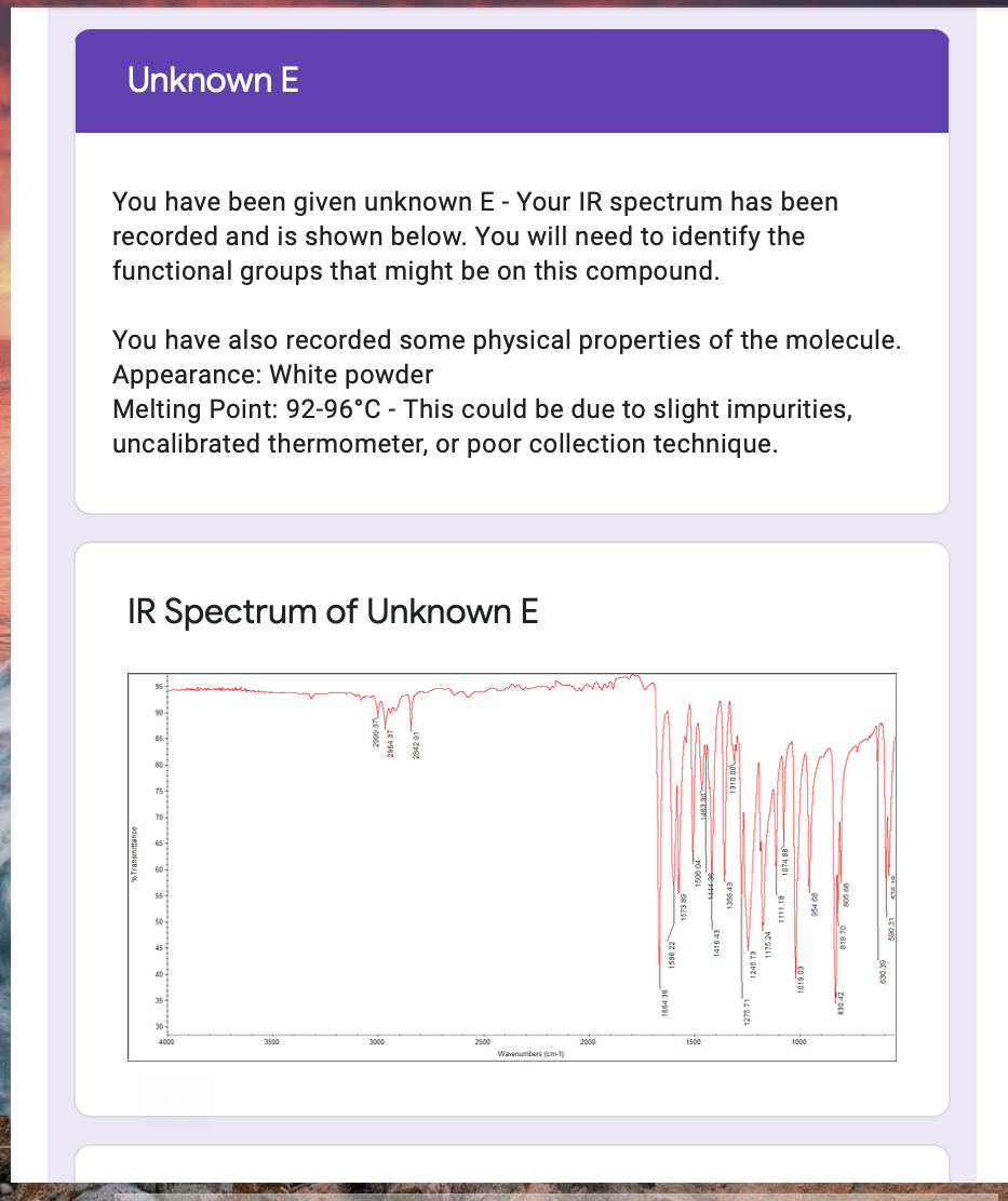 Solved Unknown E You have been given unknown E - Your IR | Chegg.com
