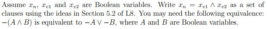 Solved Assume In, Xul and Xv2 are Boolean variables. Write | Chegg.com