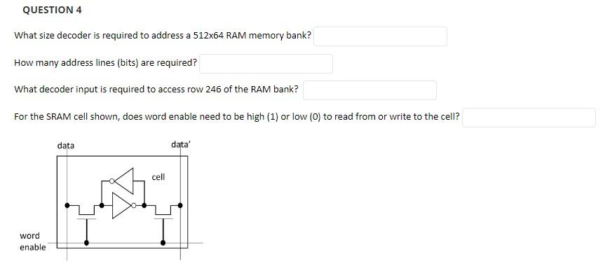 Solved QUESTION 4 What size decoder is required to address a | Chegg.com