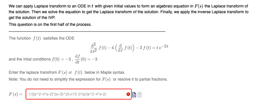 Solved We can apply Laplace transform to an ODE in t with | Chegg.com