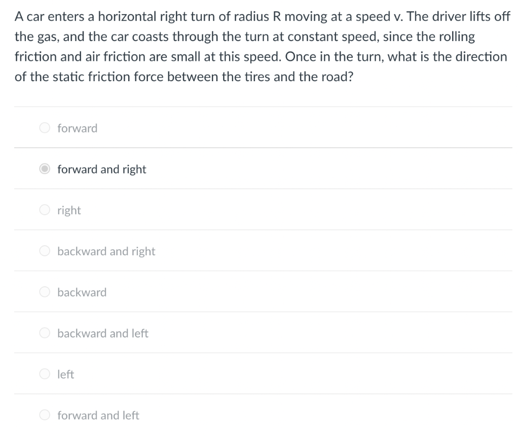 Solved A car enters a horizontal right turn of radius R | Chegg.com