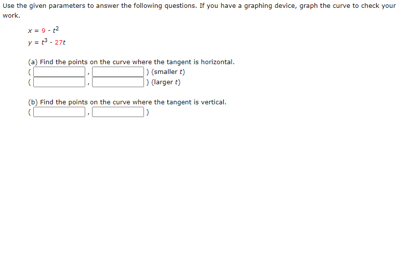Solved Use the given parameters to answer the following | Chegg.com