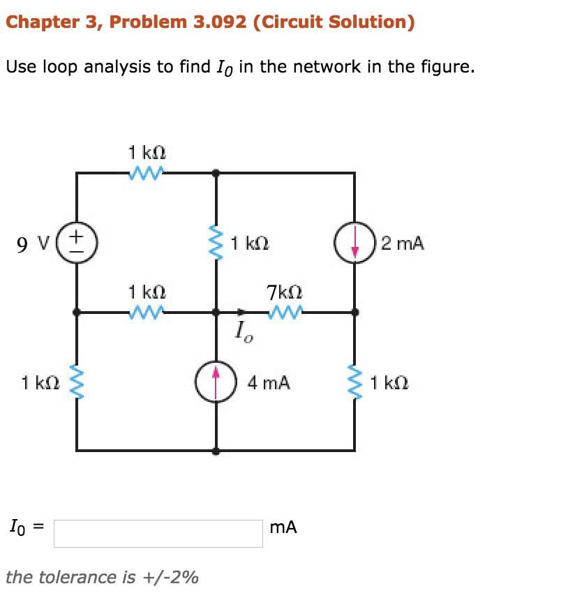 Solved use loop analysis to find I0 in the network in the | Chegg.com