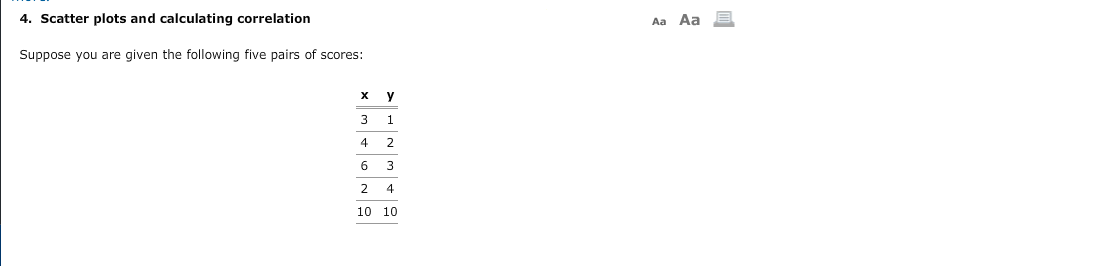 Solved 4. Scatter plots and calculating correlation Aa Aa | Chegg.com