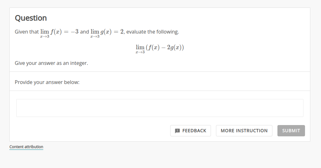 Solved Given that limx→3f(x)=−3 and limx→3g(x)=2, evaluate | Chegg.com