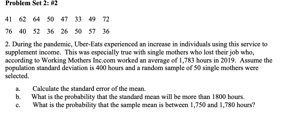 Solved Problem Set 2: \#2 2. During the pandemic, Uber-Eats | Chegg.com