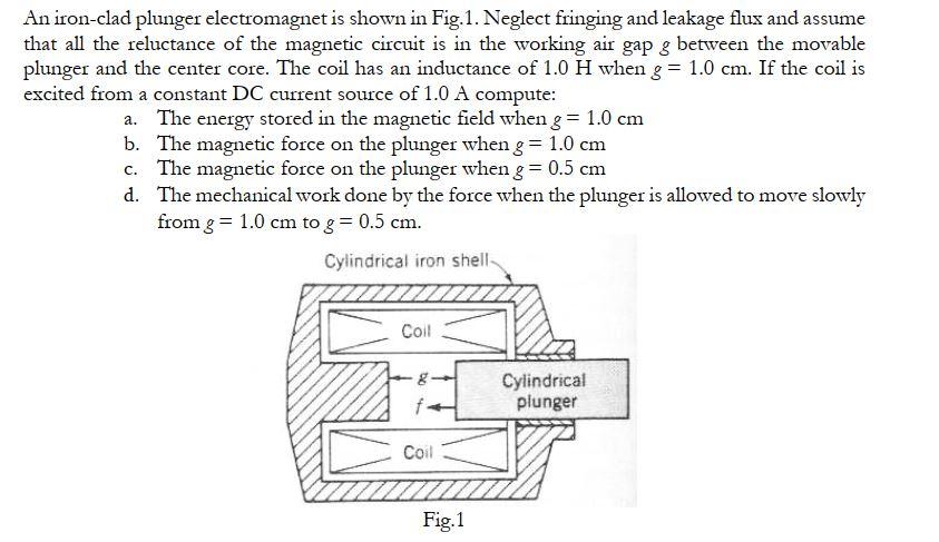 Solved An iron-clad plunger electromagnet is shown in Fig.1. | Chegg.com