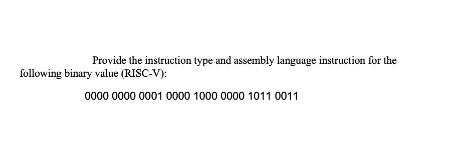Solved Provide The Instruction Type And Assembly Language 