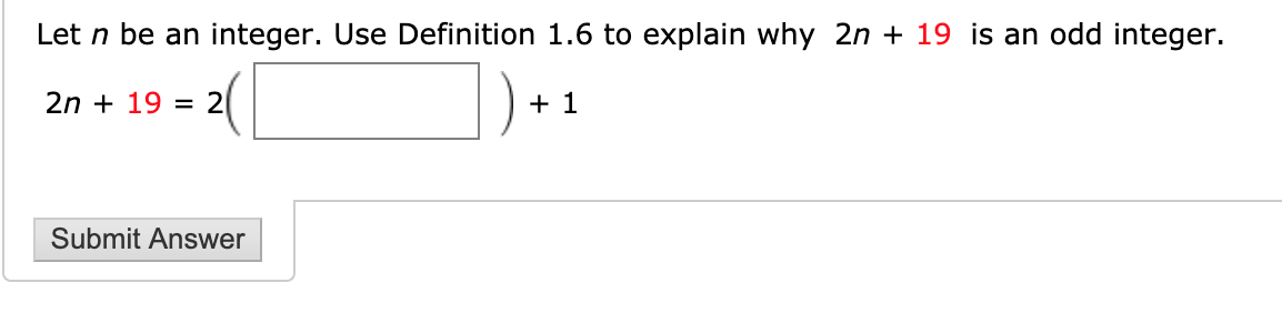 Solved The definition of an odd integer is as follows An | Chegg.com