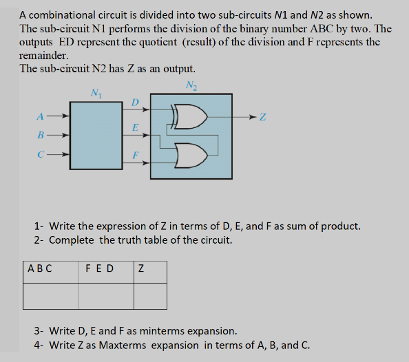 Solved A combinational circuit is divided into two | Chegg.com