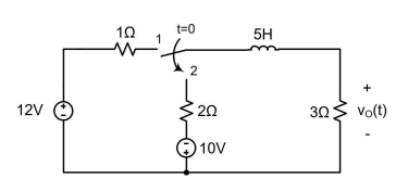 Solved \The following circuit switches from point 1 to point | Chegg.com