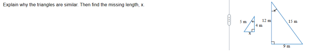 Solved Explain why the triangles are similar. Then find the | Chegg.com